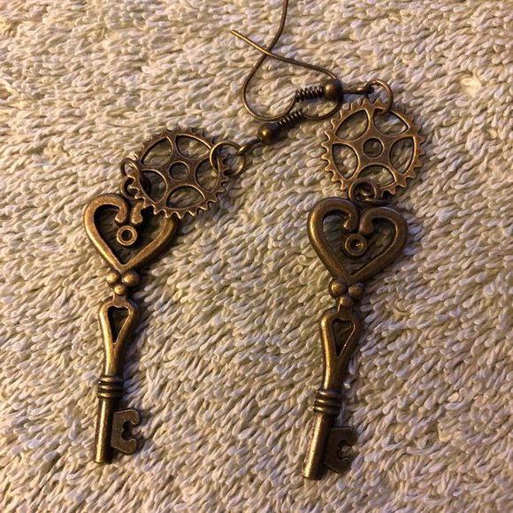 Hand Crafted | Jewelry | Steampunk Skeleton Key Earrings | Poshmark